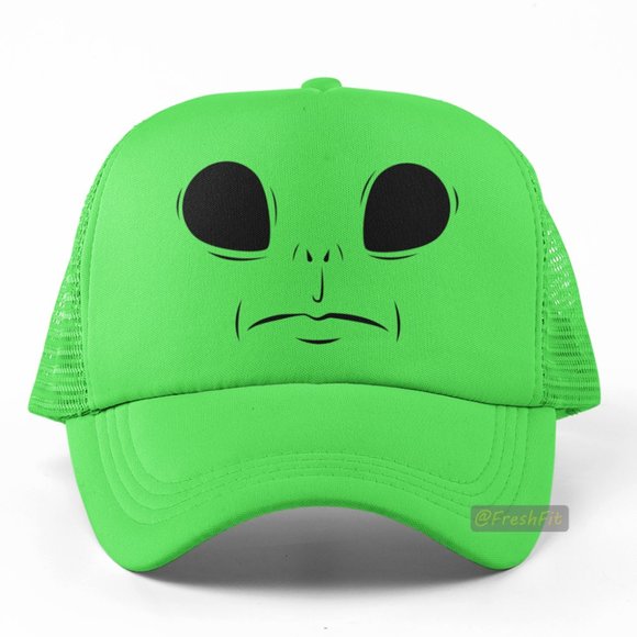 Accessories | Alien Face Neon Green Foam Trucker Hat Mesh Snapback Cap ...
